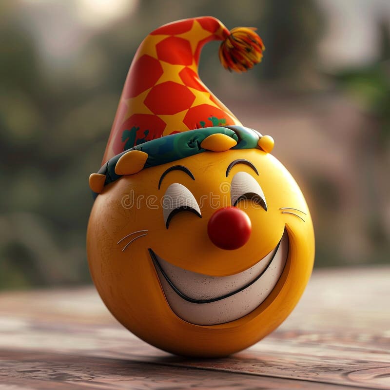 Smiley Face Wearing Jester Hat Entertaining Crowd Stock Illustration - Illustration of ...