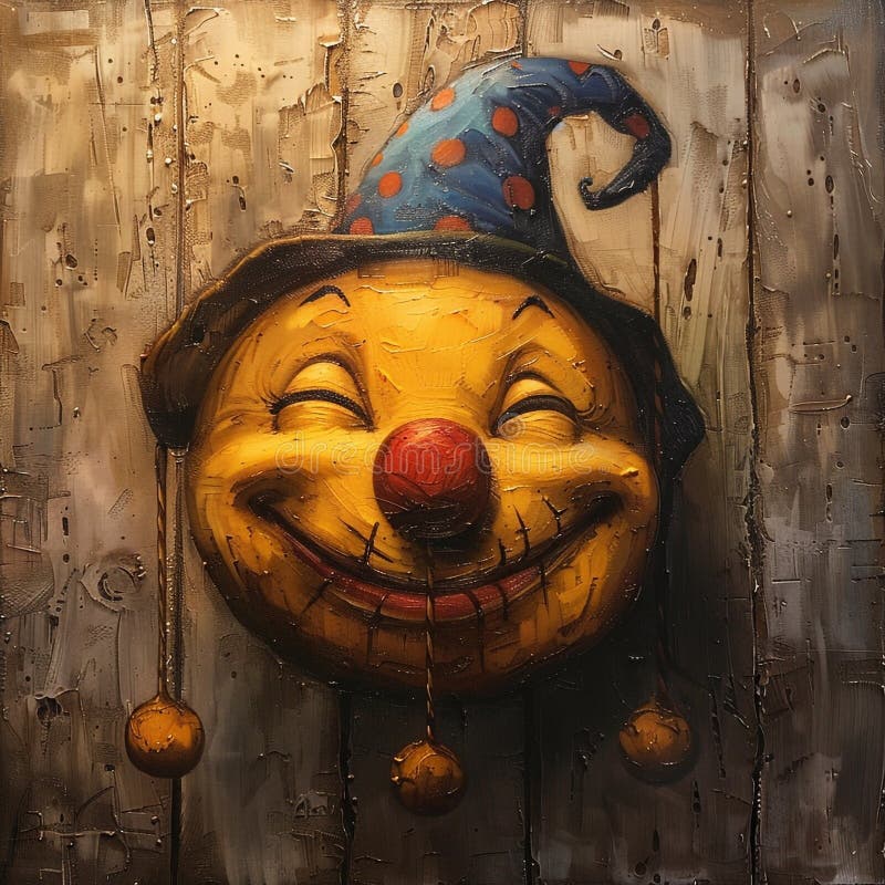 Smiley Face Wearing Jester Hat Entertaining Crowd Stock Illustration ...