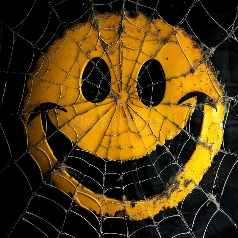 Smiley Face Weaving Spider Web Stock Illustration - Illustration of ...