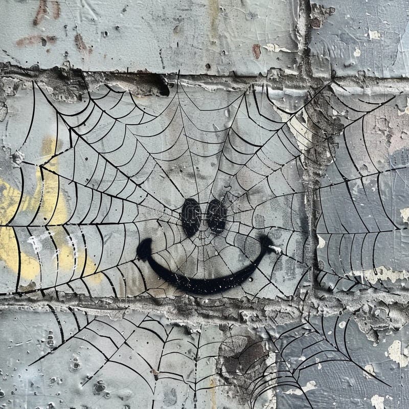 Smiley Face Weaving Spider Web Stock Illustration - Illustration of ...
