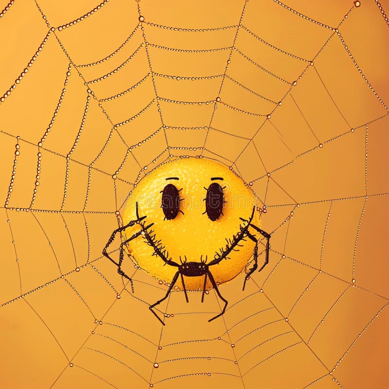 Smiley Face Weaving Spider Web Stock Illustration - Illustration of ...