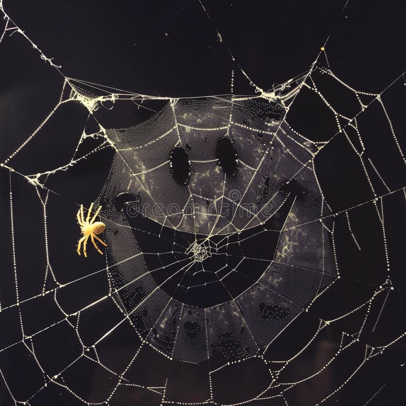 Smiley Face Weaving Spider Web Stock Illustration - Illustration of ...