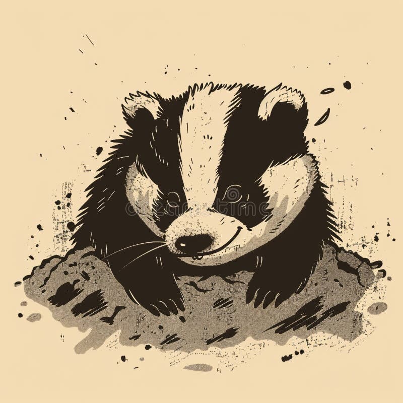 Smilie Face Badger Digging Burrow Stock Illustration - Illustration of ...