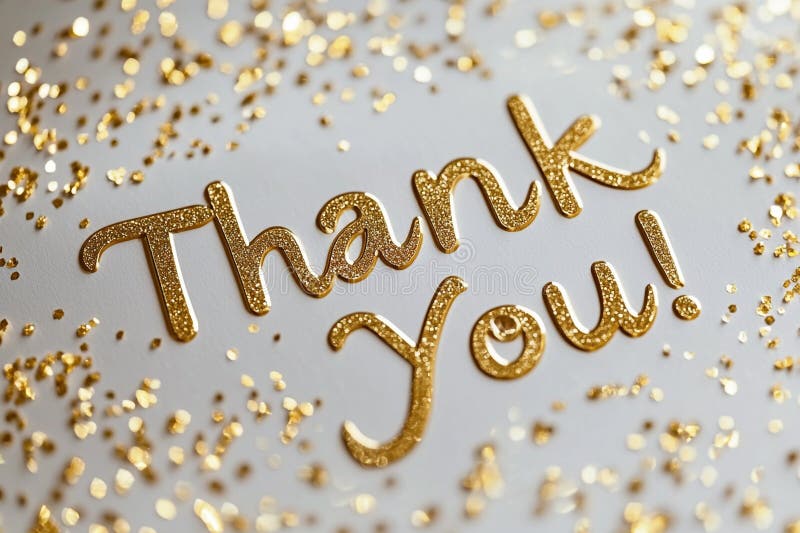 Thank You! in Elegant Gold Text on White Background with Gold Sparkles ...