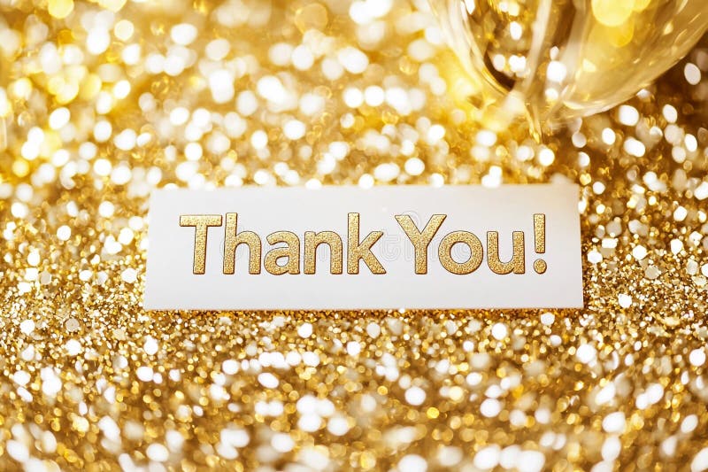 Thank You! in Elegant Gold Text on White Background with Gold Sparkles ...