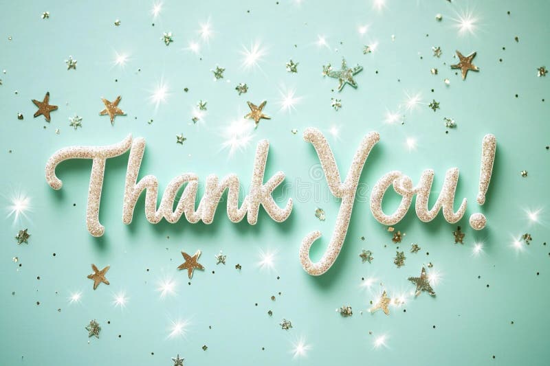 Thank You! Script Text on Pastel Green Background with Sparkle Stock ...