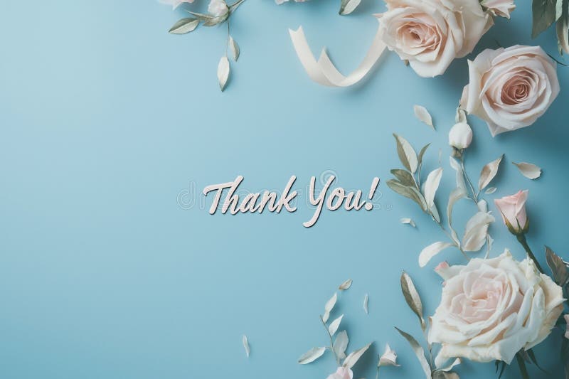 Thank You Text Design on Light Blue Background Stock Illustration ...