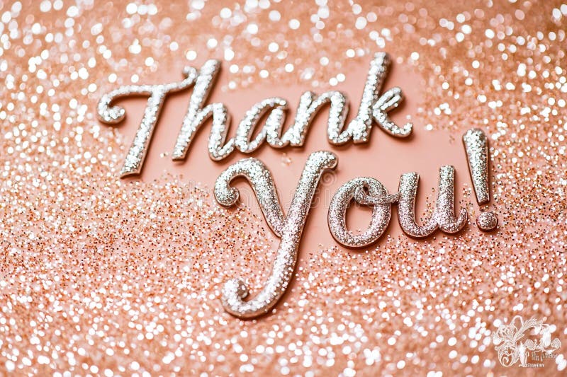 Thank You Text Design on Light Peach Background with Sparkles Stock ...