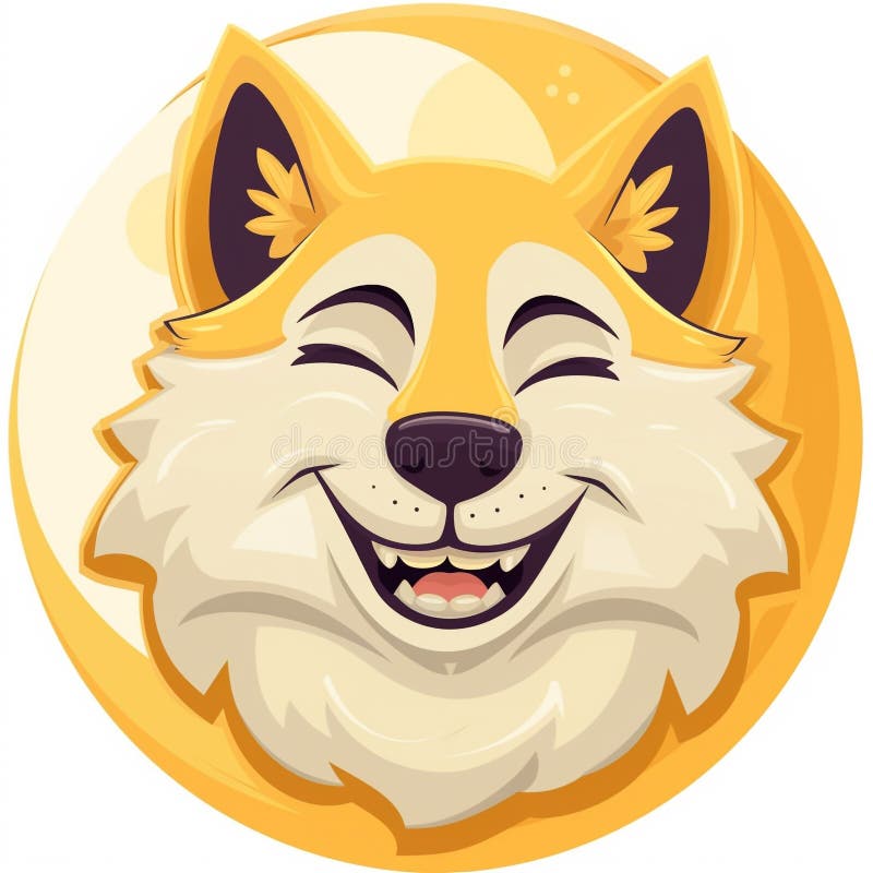 Wolf Howling at Moon with Smiley Face Stock Illustration - Illustration ...