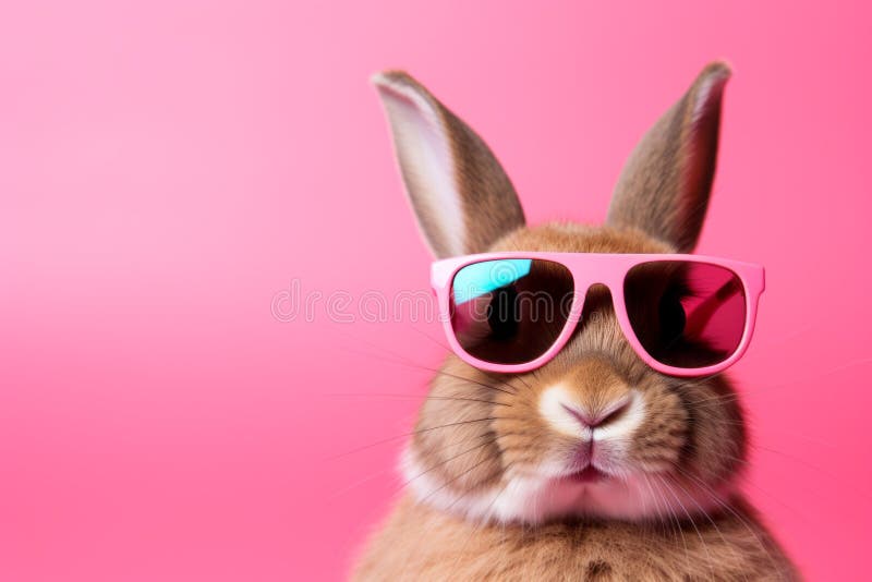 AI Generated Image. Cool Easter Bunny with Sunglasses on a Pink ...