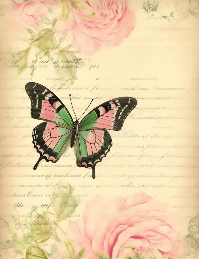 Cottagecore Butterfly Old Paper, Vintage Digital Paper Stock ...