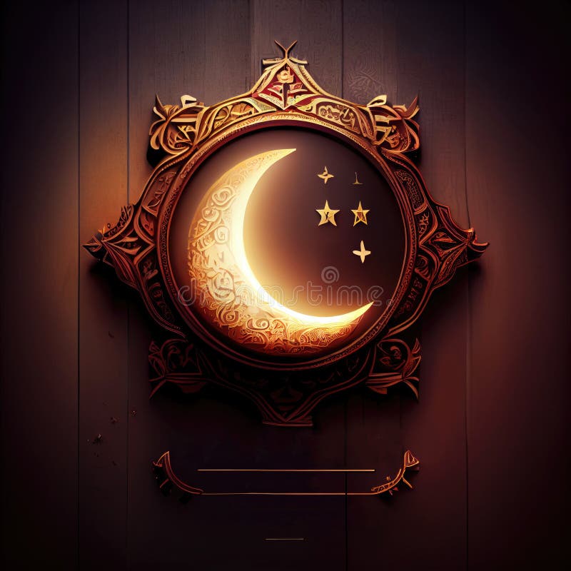 Ai Generated Image of Crescent with Slamic Graphic Design Frame Stock ...