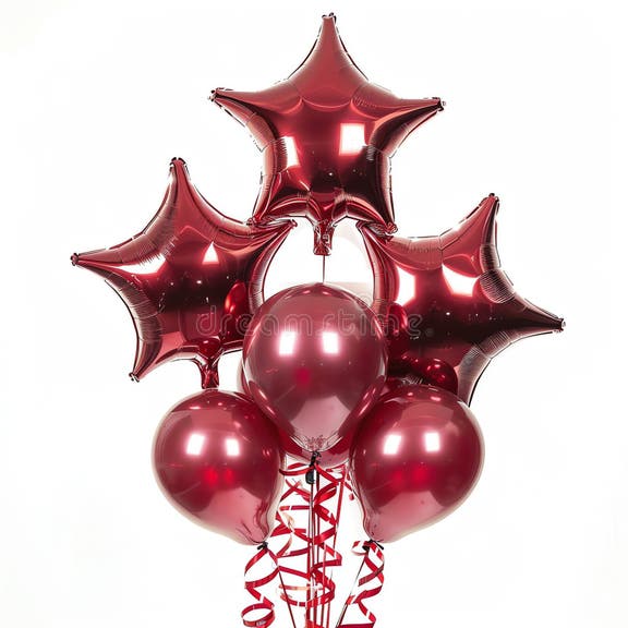 Crimson Star Shaped Foil Balloon Stock Illustration - Illustration of ...