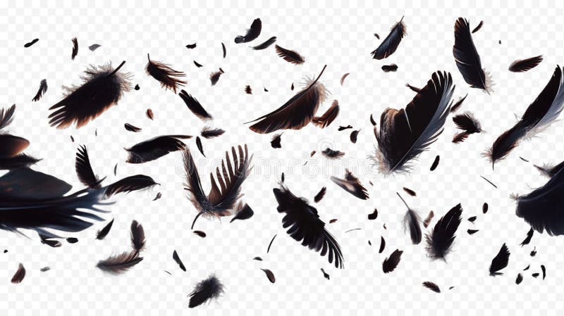 Crow Feathers Falling in Air Stock Image - Illustration of bird ...