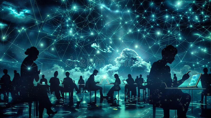 Crowd of People in the City Using Digital Devices, they are Connected ...