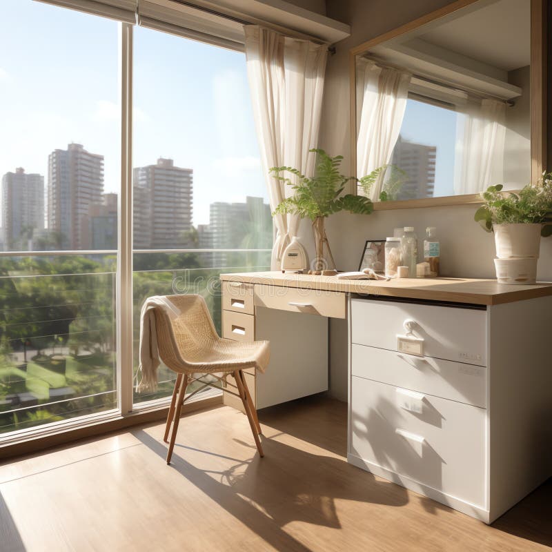 Custom Balcony Storage Laundry Cabinet with a Dressing Table with Large ...