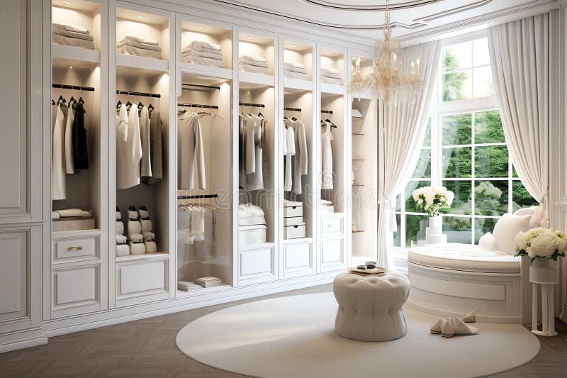 Custom Walk in Closet with a Dressing Table with Large Windows in Zebra ...
