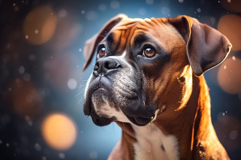 Cute Beautiful Boxer Dog Portrait for Advertising with Copy Space Stock ...