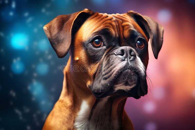 Cute Beautiful Boxer Dog Portrait for Advertising with Copy Space Stock ...