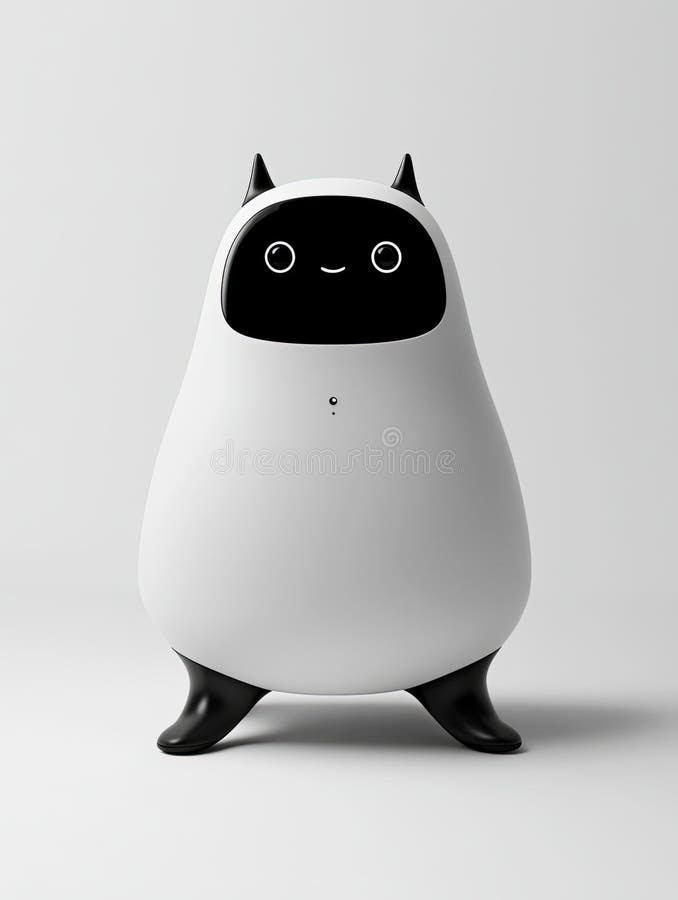 Minimalistic Cute Robot with Smiling Face Stock Illustration ...