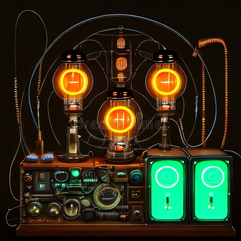 AI Generated Image - Cyberpunk Device with Nixie Tubes and Vacuum Tubes ...