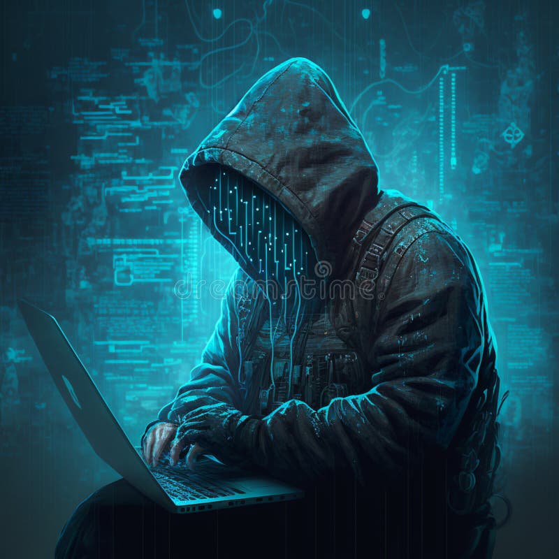 AI Generated Image. Cyberpunk Hacker with Code Lines Concept Stock ...