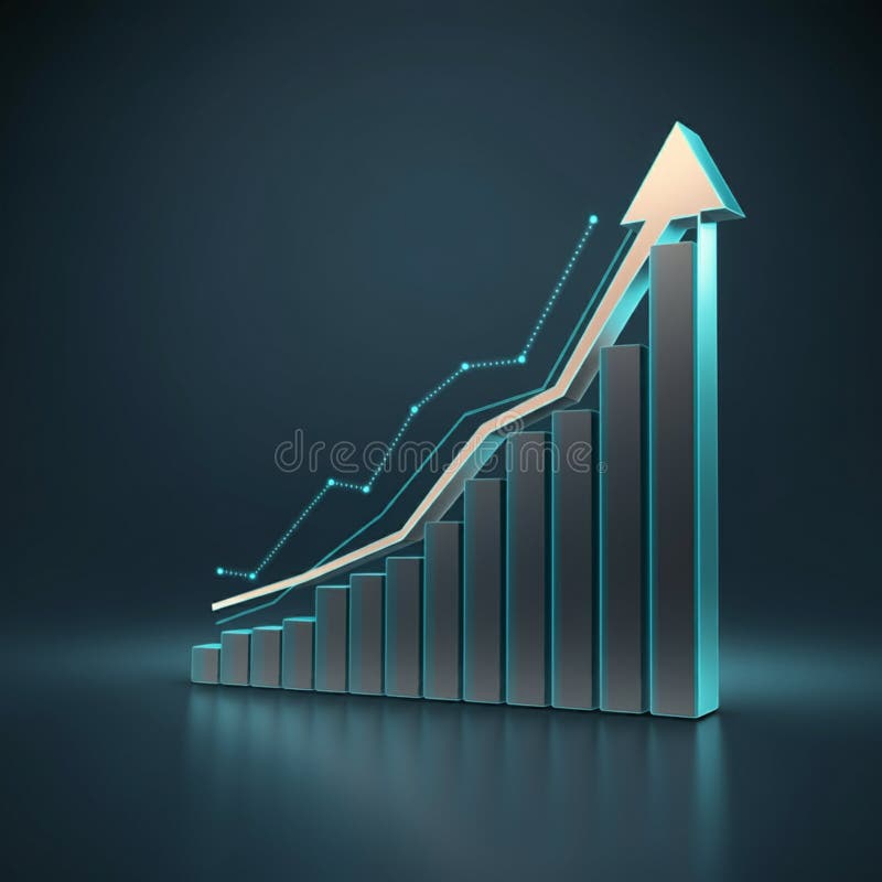 AI-Generated Image: 3D Bar Chart with Upward Trend and White Arrow ...