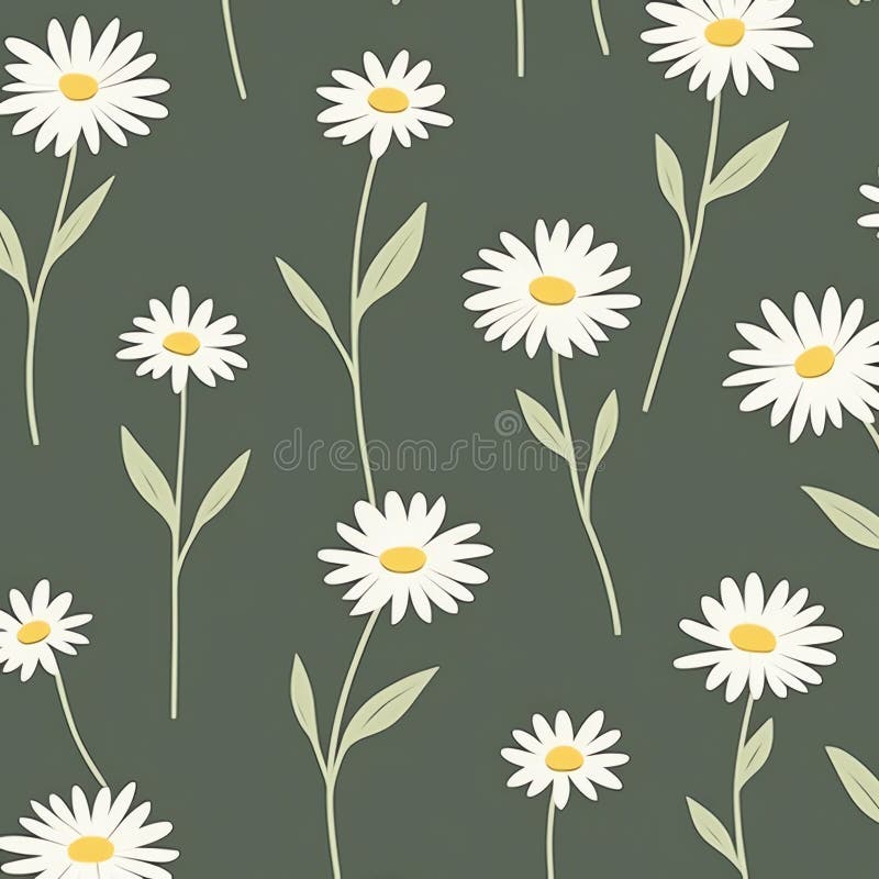 Dainty Daisies Flowers Background Pattern Wallpaper Vector Stock ...