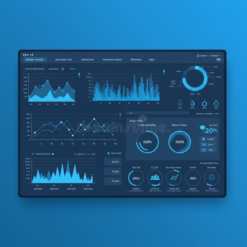 AI-Generated Image of Data Visualizations with Blue Overlays and Dark ...