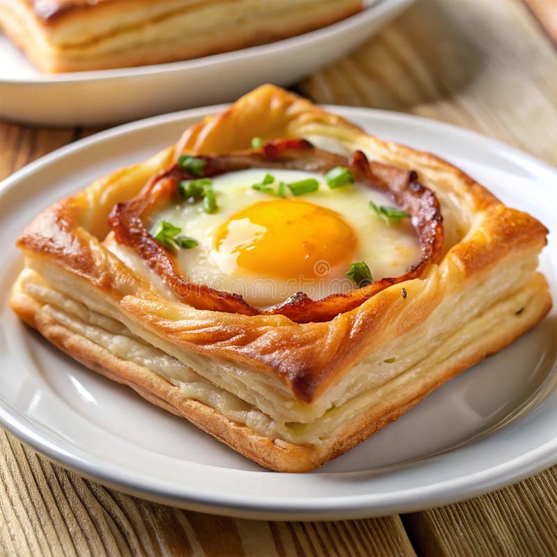 Puff Pastry Breakfast with Egg, Bacon, and Cheese - AI-Generated Food ...