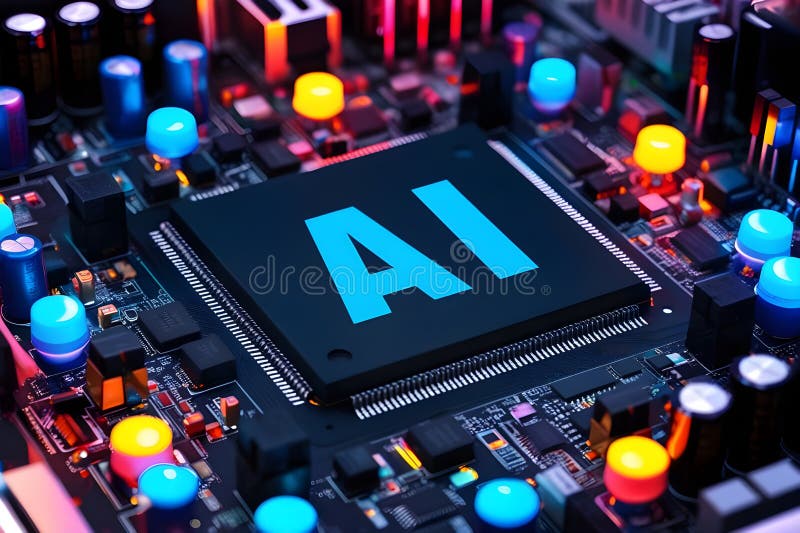 AI-generated Image Depicting a Close-up View of a Computer Motherboard ...