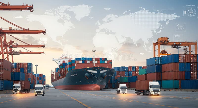 Global Logistics and Freight Movement Stock Illustration - Illustration ...