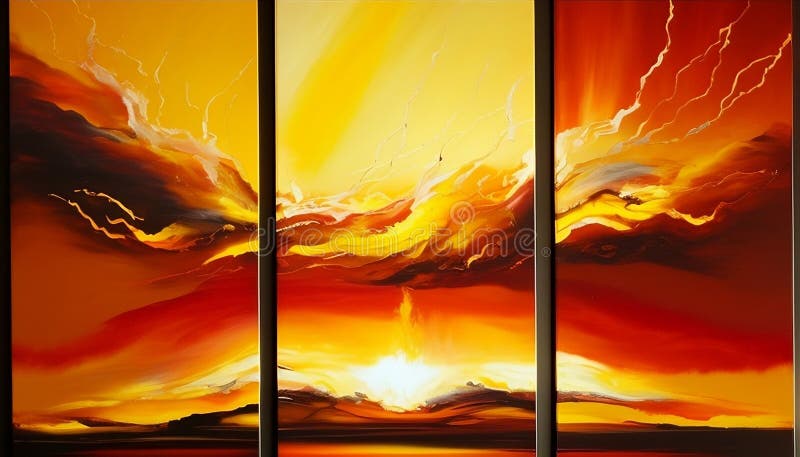 Blazing Inferno in the Sky, J.M.W. Turner Inspired Artwork, Made with ...