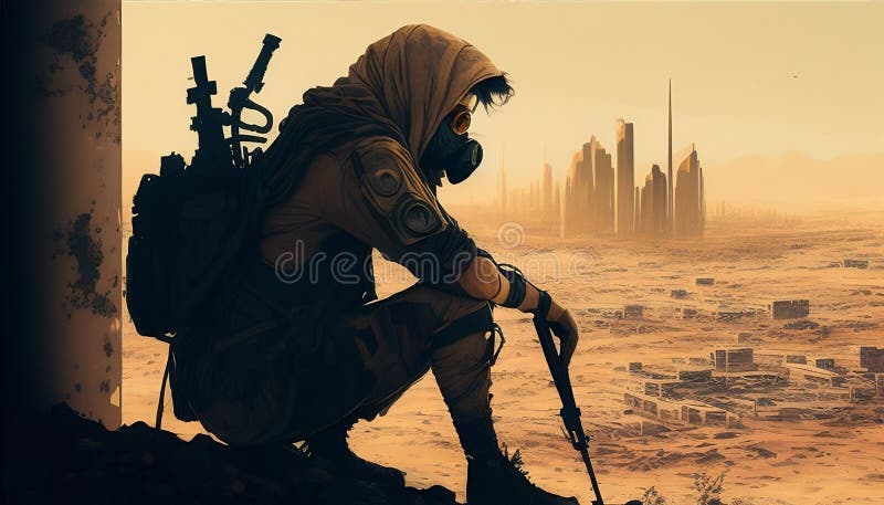 Earth S Desolate Future: a Sniper S View, Made with Generative AI Stock ...