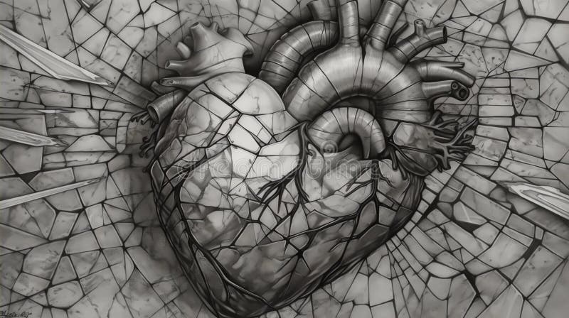 Shattered Heart, Made with Generative AI Stock Illustration ...