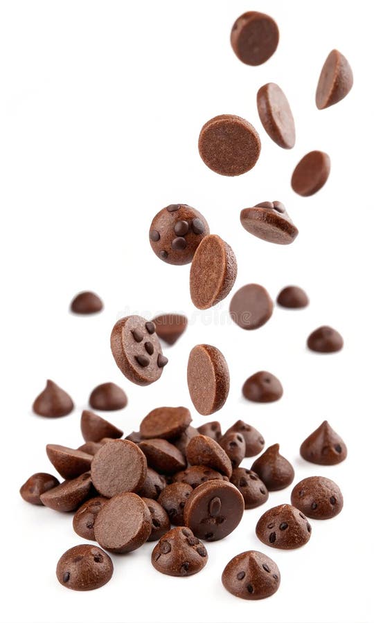 Floating Chocolate Chips on White Background Stock Illustration ...