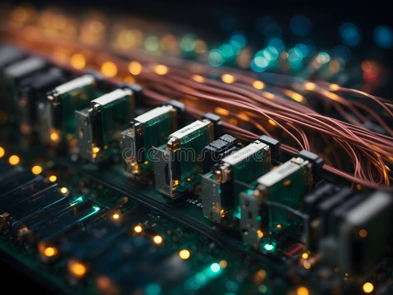 Close Up of Network Components. Ai Generative Stock Illustration ...