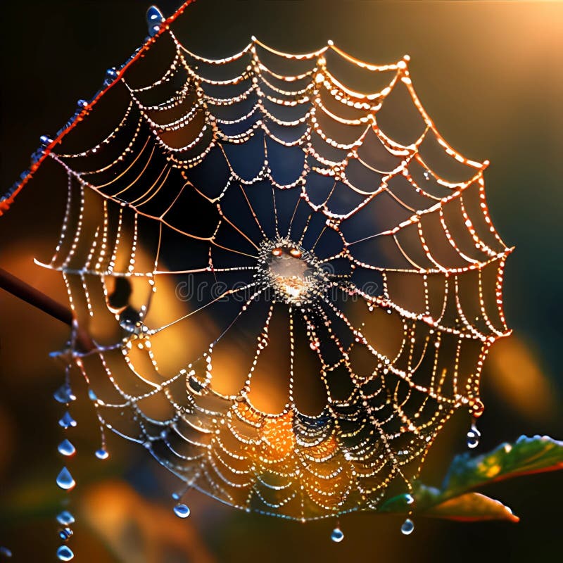 Dewy Spider Web, Made with Generative AI Stock Illustration ...