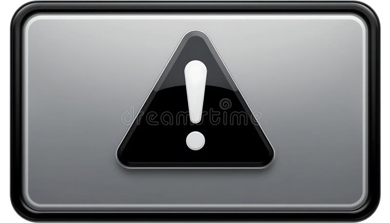 Glossy Black and Gray Warning Icon Button Stock Illustration ...