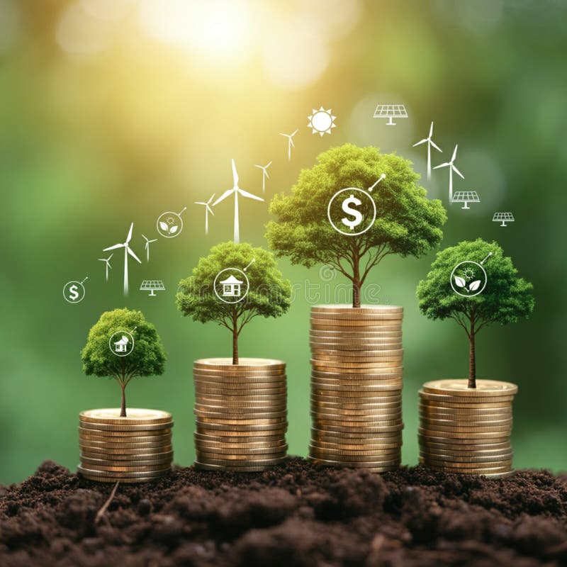 AI-Generated Image of Money Growing Toward Success Stock Illustration ...