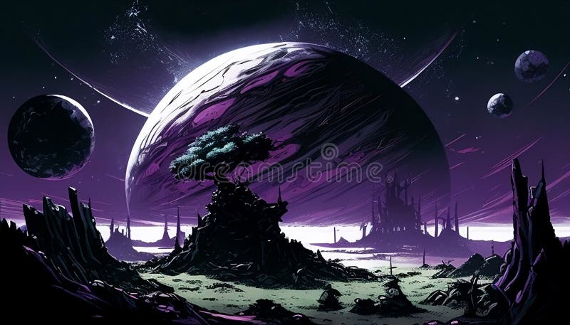 Dark Planet in Seinen Anime Style Illustration, Made with Generative AI ...