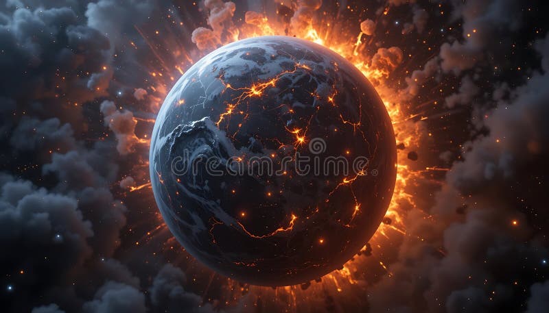 Apocalyptic Planet Explosion: Fiery Cosmic Destruction Stock ...