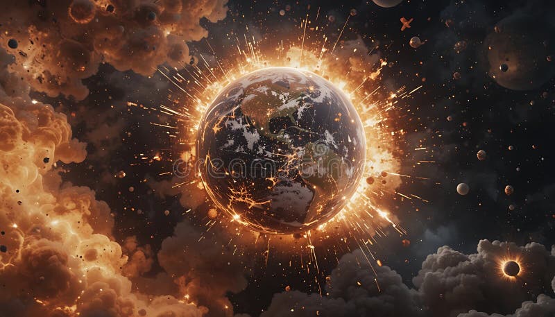 Apocalyptic Earth Destruction: Fiery Cosmic Explosion Stock ...