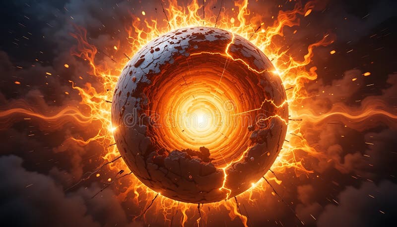 Fiery Exploding Planet: Cosmic Destruction and Inferno Stock ...