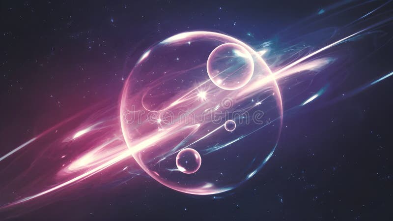 Cosmic Spheres in Purple Nebula: Abstract Space Art Stock Photo - Image ...
