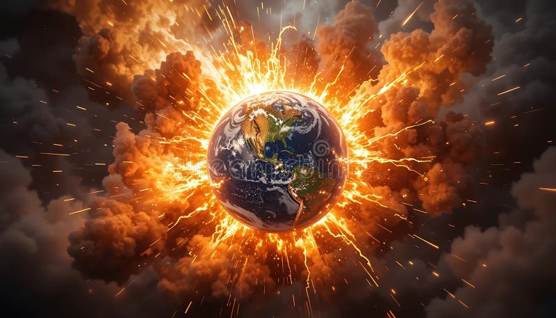 Apocalyptic Earth: Fiery Explosion and Global Catastrophe Stock ...