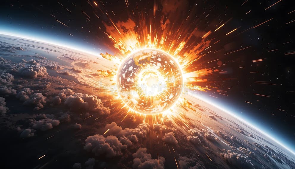 Apocalyptic Planet Earth Destruction by Asteroid Impact Stock ...