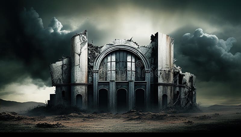 Dystopian Stage Backdrop, Made with Generative AI Stock Illustration ...
