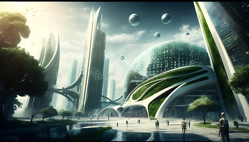 Futuristic Cityscape of Earth in 2150, Made with Generative AI Stock ...