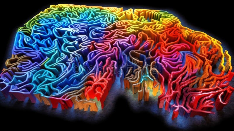 Brain Maze, Made with Generative AI Stock Illustration - Illustration ...